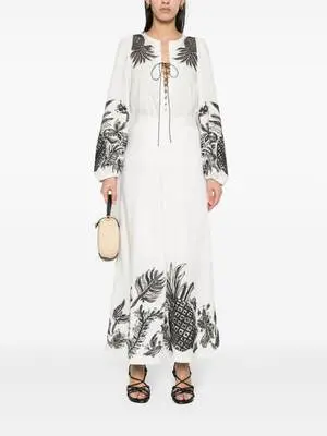 Dorothee Schumacher Pineapple-embroidery A-line Linen Skirt