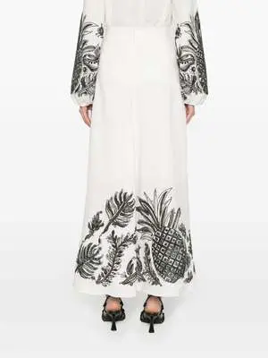 Dorothee Schumacher Pineapple-embroidery A-line Linen Skirt