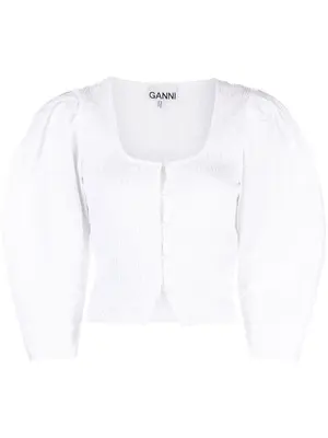 GANNI Organic Cotton Poplin Blouse - White