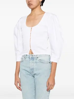 GANNI Organic Cotton Poplin Blouse - White