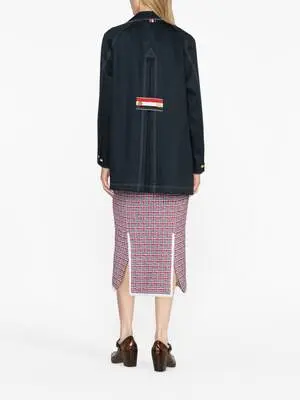 Thom Browne Rwb-stripe Cropped Car Coat