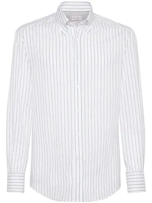 Brunello Cucinelli Striped Cotton Shirt - White