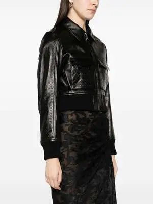 MARINE SERRE Embossed-logo Leather Jacket