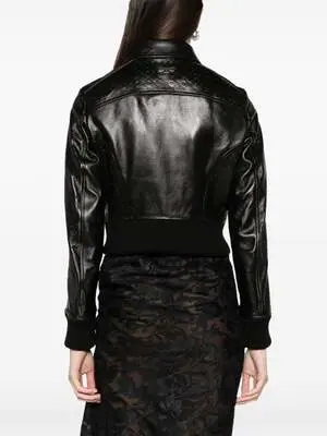 MARINE SERRE Embossed-logo Leather Jacket