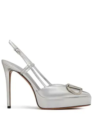 Valentino Garavani Vlogo Metallic Leather Pumps
