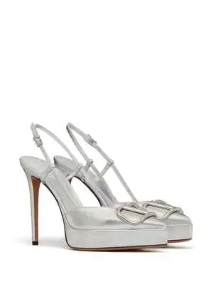 Valentino Garavani Vlogo Metallic Leather Pumps