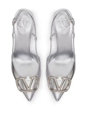 Valentino Garavani Vlogo Metallic Leather Pumps