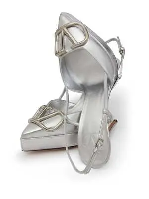 Valentino Garavani Vlogo Metallic Leather Pumps