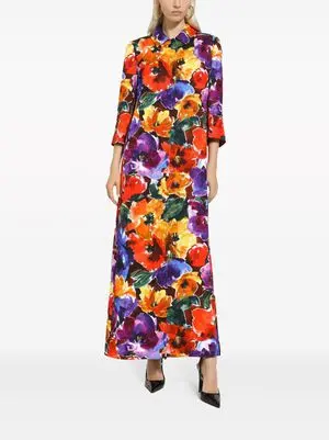 Dolce & Gabbana Floral-print Long-length Single-breasted Coat