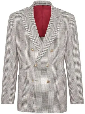 Brunello Cucinelli Puppytooth Double-breasted Blazer