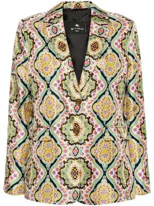 Etro Floral-print Silk Blazer - Green