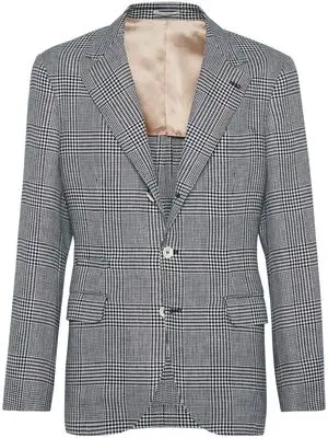 BRUNELLO CUCINELLI Puppytooth Linen Blazer