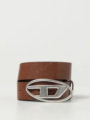 DIESEL® Diesel Leather Belt With Oval D Buckle Gold
