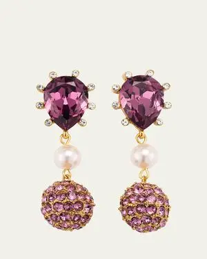 Oscar De La Renta Cactus With Pearly Bead And Ball Earrings