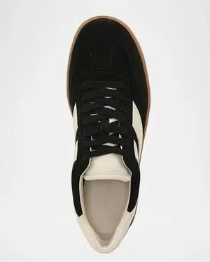 Vince Oasis-m Suede And Leather Low-top Sneakers - Black