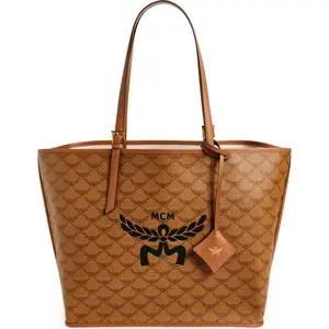 Mcm Himmel Lauretos Coated Canvas Shopper Bag - Cognac