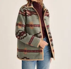 Pendleton Reversible Wool Barn Coat In Blue Mix/maroon Bandera - Multi