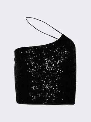 OSÃ©REE Sequined One-shoulder Top
