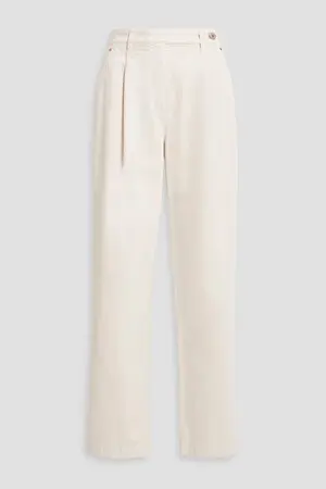 Brunello Cucinelli Pleated High-rise Straight-leg Jeans - Ecru