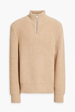 Sandro Ribbed Wool-blend Half-zip Sweater