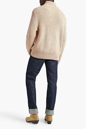 Sandro Ribbed Wool-blend Half-zip Sweater