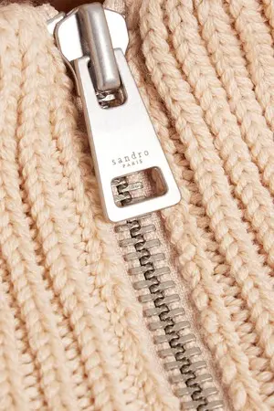Sandro Ribbed Wool-blend Half-zip Sweater