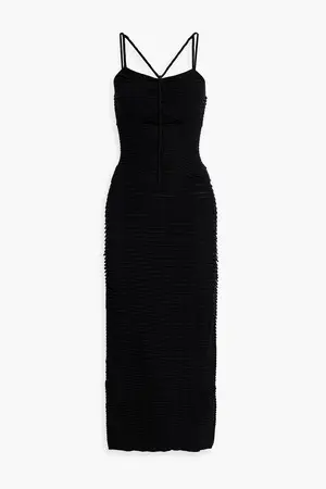 Altuzarra Altuzarra Cutout Pleated Stretch-Knit Midi Dress - Black