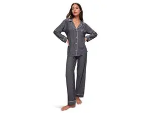 Eberjey Gisele Printed Long Pj Set Women's Pajama Sets Hannukah Glow Nouvean Navy/ny Black