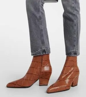 Paris Texas Jane Croc-effect Leather Boots - Brown