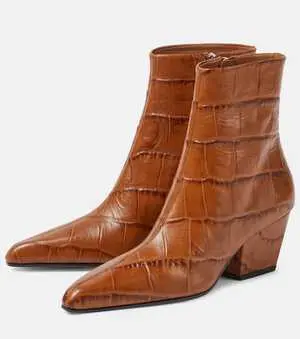 Paris Texas Jane Croc-effect Leather Boots - Brown