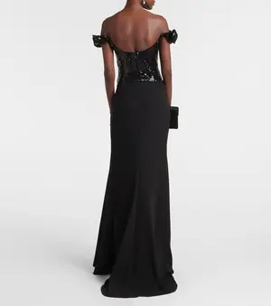 Costarellos Birdie Off-shoulder Sequined Top
