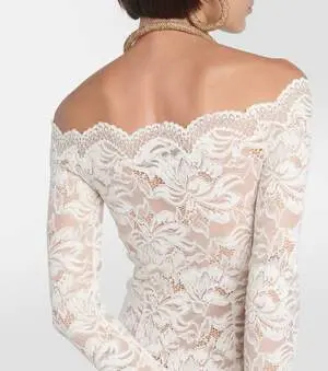 Rabanne Off-shoulder Lace Maxi Dress - White