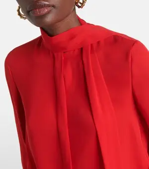 Valentino Garavani Bow-detail Silk Blouse - Red