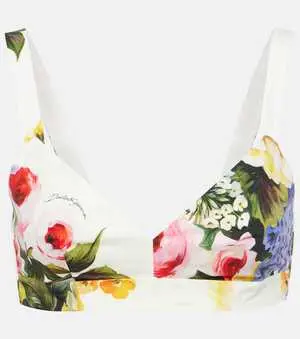 Dolce & Gabbana Floral Cotton Poplin Bra Top - Multicoloured