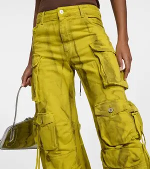 Attico Fern Mid-rise Cargo Jeans - Yellow