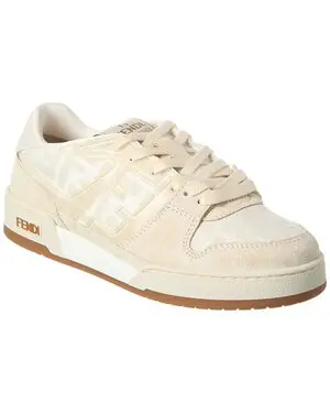 Fendi Fendi Match Jacquard & Suede Sneaker White