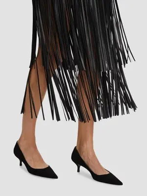 L'Agence Karolina Fringe Faux Leather Skirt - Black