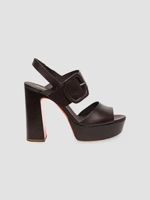 Santoni Bruxel 105mm Leather Platform Sandals - Dark Brown