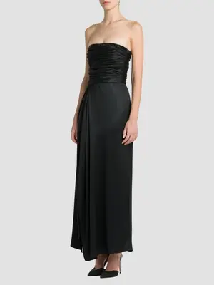 Giorgio Armani Strapless Gathered Silk Gown