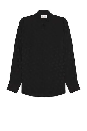 Saint Laurent Chemise Col Yves In Black - Noir