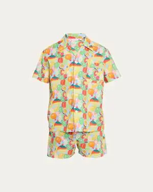 Derek Rose Men's Ledbury 49 Short Cotton Pajama Set - Multi Coloured