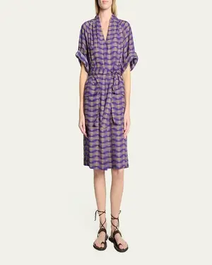 Dries Van Noten Debrasa Abstract-print Belted Dress