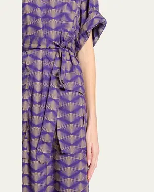 Dries Van Noten Debrasa Abstract-print Belted Dress