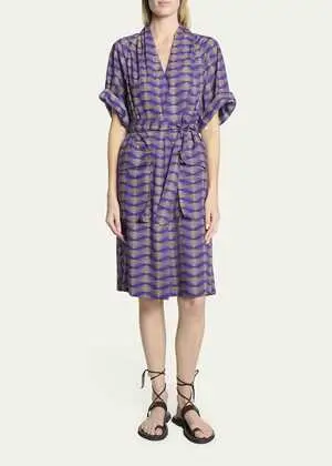 Dries Van Noten Debrasa Abstract-print Belted Dress