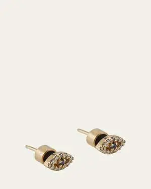 Ileana Makri Sapphire And Diamond Kitten Eye Stud Earrings - Gold