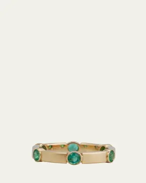 Ileana Makri 18k Yellow Stepping Stones Ring With Emeralds - Gold
