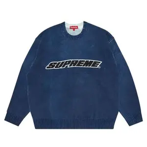 Supreme Printed Washed Sweater - Blue | Editorialist