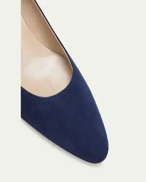 Manolo Blahnik Lista Suede Pumps - Navy