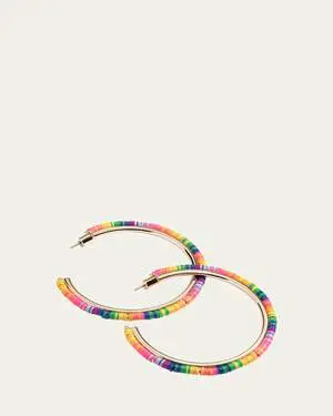 ELSIE FRIEDA Anguilla Hoop Earrings With Heishi Beads - Bright Side