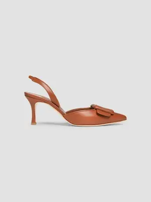 Manolo Blahnik Maysli 70mm Leather Slingback Pumps - Brown